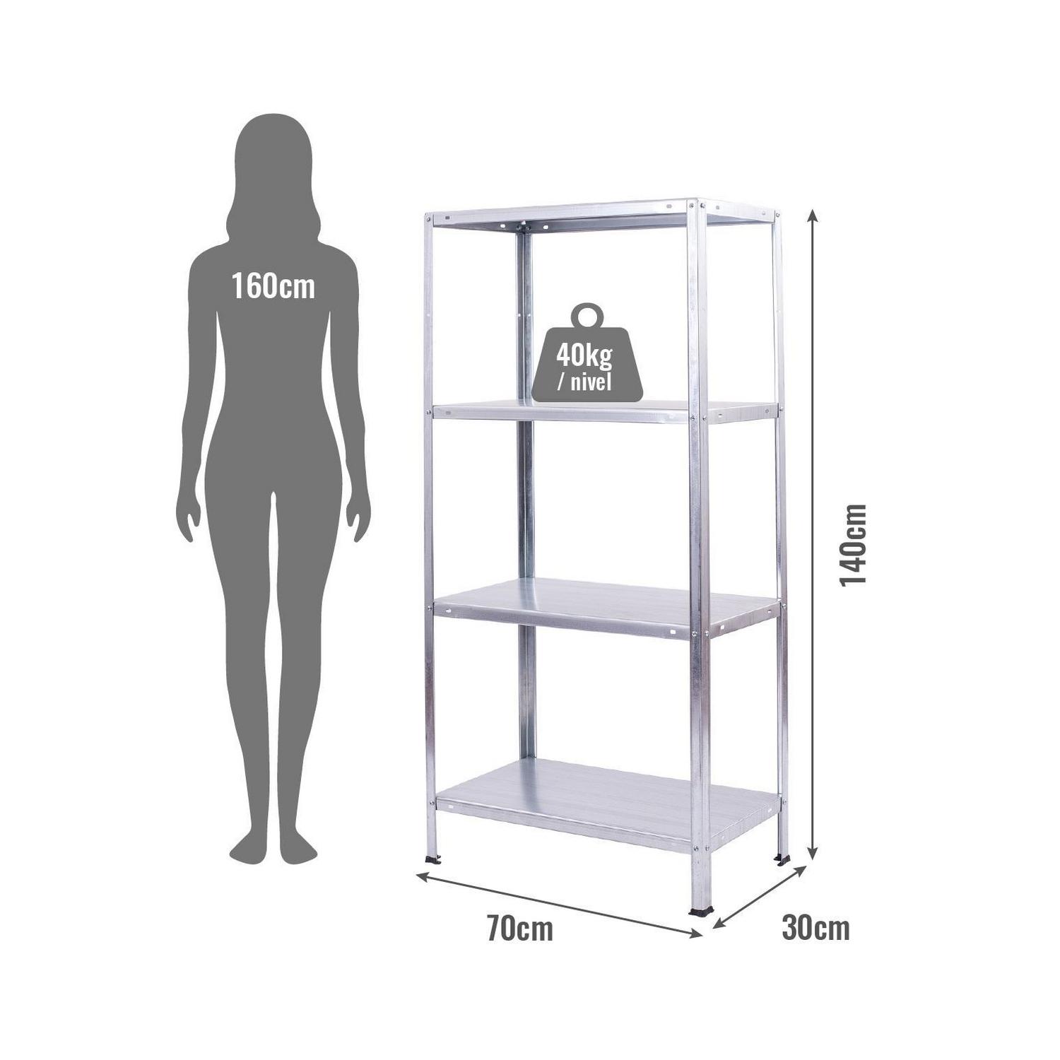 Estante Metal 4 Nivel(es) 70x140x30 cm Galvanizado | Sodimac - Falabella