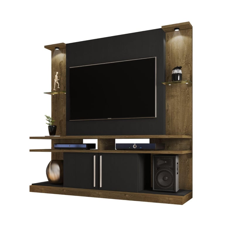 Rack TV 60" rústico negro 183x180x39 cm | Sodimac - Falabella