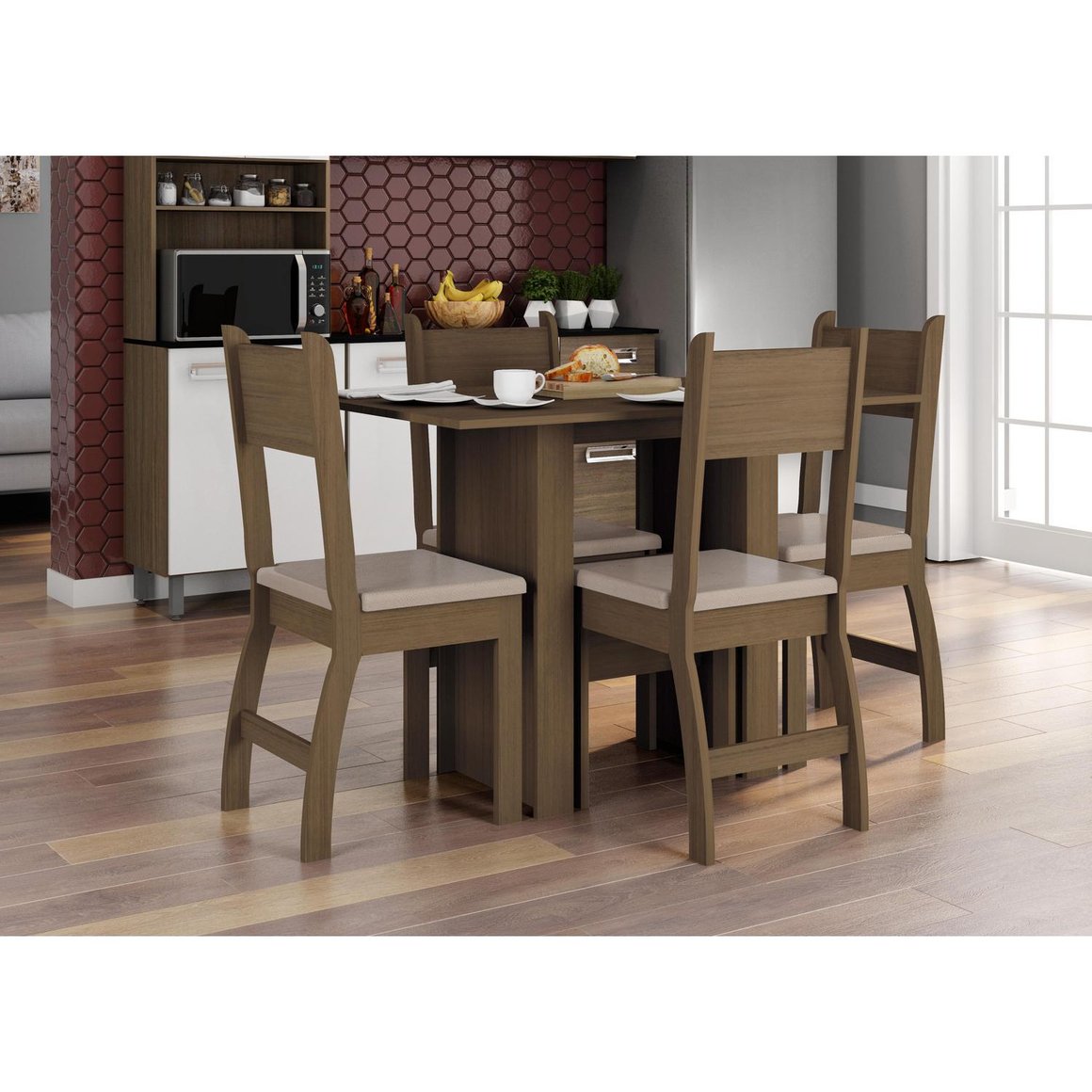 Comedor 4 Sillas Mesa Rectangular 67,5x77x120 cm Café | Sodimac - Falabella