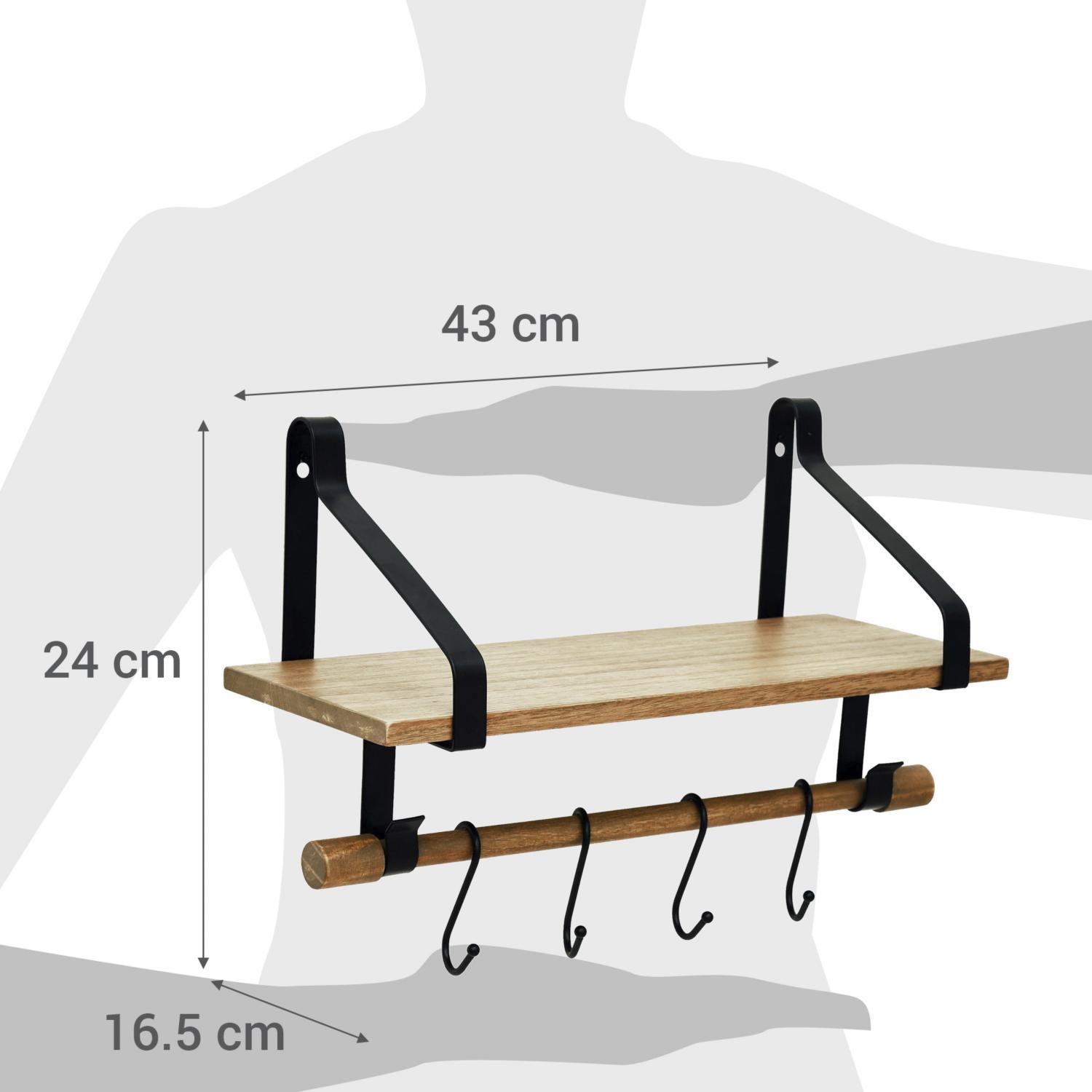 Repisa con Ganchos 1 Nivel(es) 16.5x43x24 cm Madera | Sodimac - Falabella