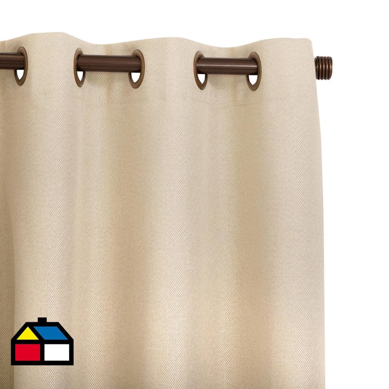 Cortinas de Telas Modelo Ojetillo Sun Out Color Beige Con Instalación Y ...