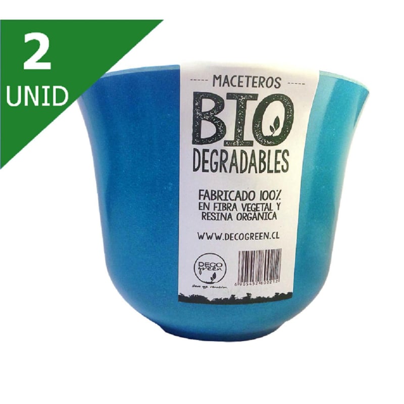 Set de 2 Maceteros Biodegradables Curvo Turquesa | Sodimac - Falabella