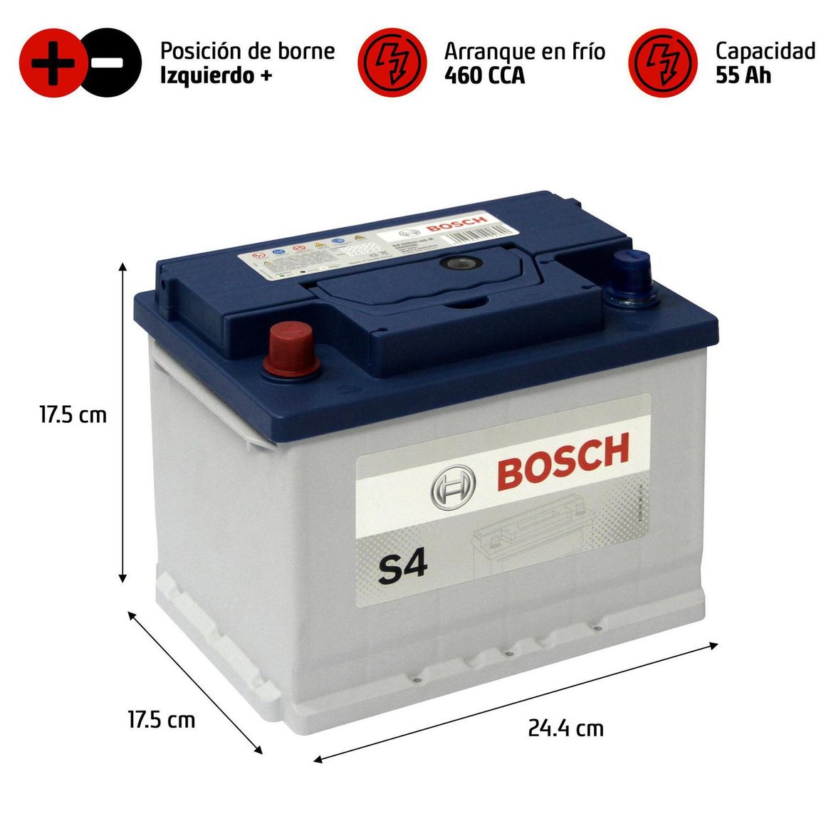 Batería de Automóvil 55 Ah Positivo Izquierdo 460 CCA | Sodimac - Falabella