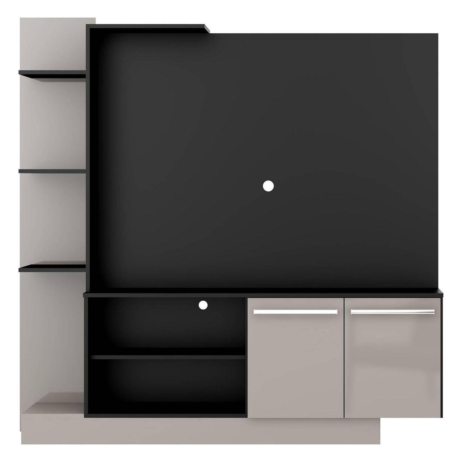 Rack TV 55" 165x164x32,5 cm negro/fume | Sodimac - Falabella