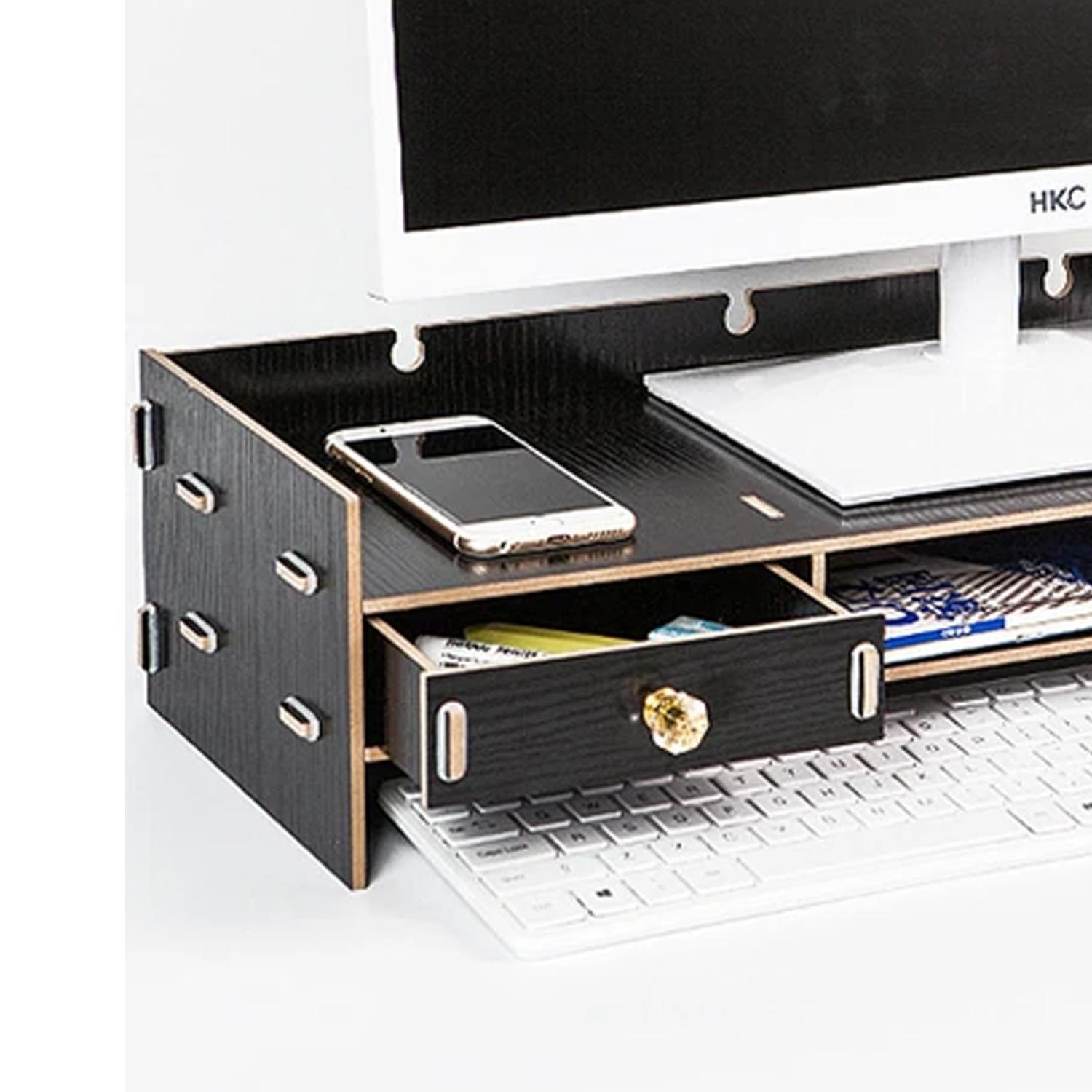 Soporte monitor organizador escritorio 63,5x20x13,5 cm negro | Sodimac ...