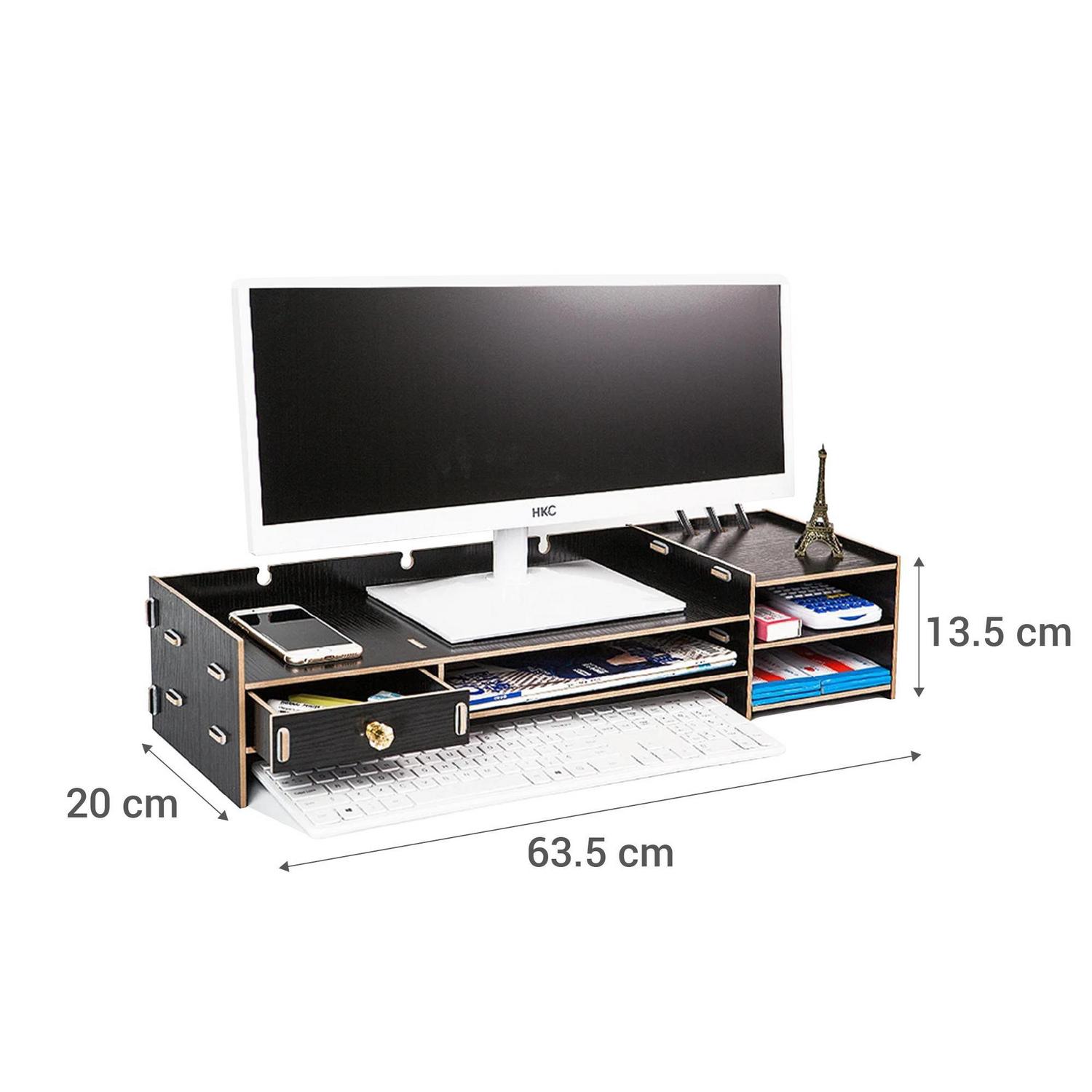 Soporte monitor organizador escritorio 63,5x20x13,5 cm negro | Sodimac ...