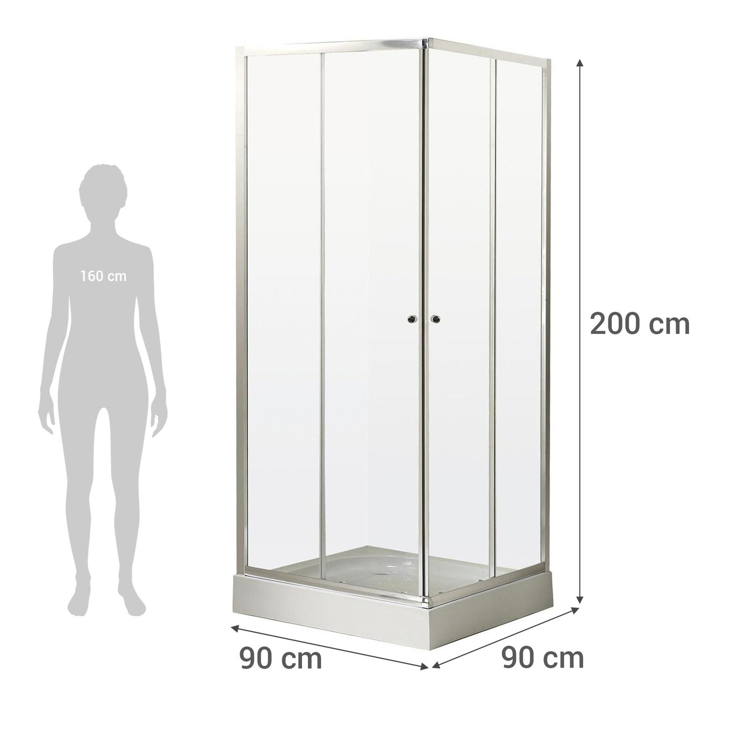 Cabina de ducha cuadrada 90x90 cm 4mm | Sodimac - Falabella