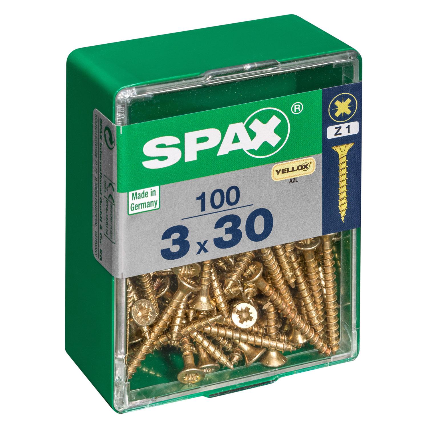 Tornillo Spax Tirafondo Cabeza Plana Madera Aglomerada 30 mm 3 mm 100 ...