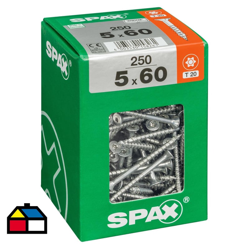 Tornillo spax cabeza plana torx wirox 5x60 225Pz | Sodimac Chile