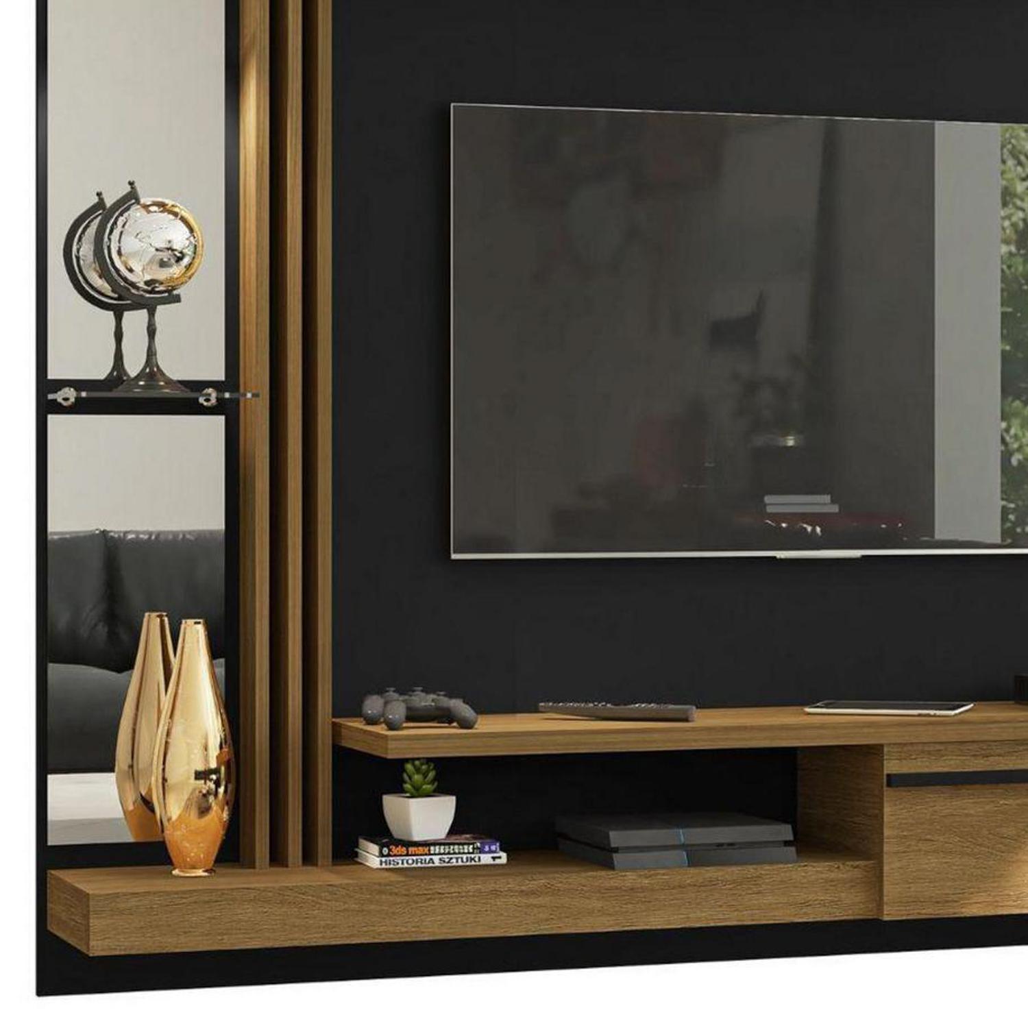 Panel Tv 55" Denver Negro Canela 136X160X29 cm | Sodimac - Falabella
