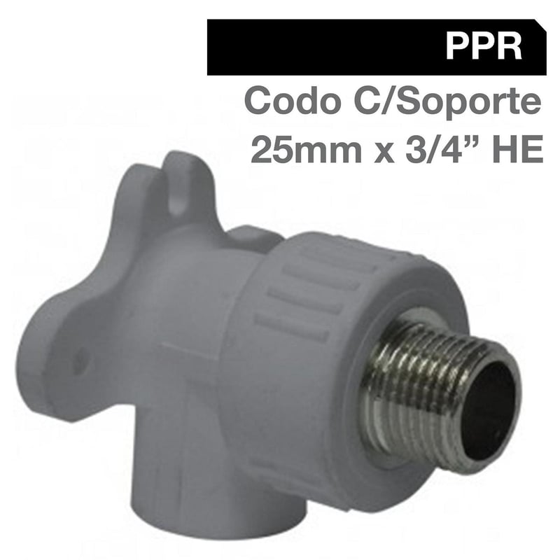 Codo PPR con Soporte 25 x 3/4" HE | Sodimac - Falabella