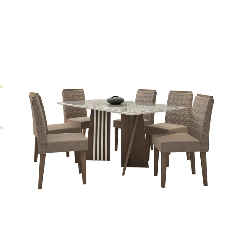Comedor 6 Sillas Rectangular 90x80x160 cm Café/Blanco | Sodimac - Falabella