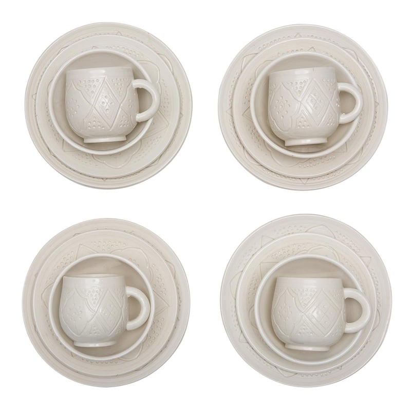 Juego de Loza 16 Piezas Cerámica Marroquí Blanco | Sodimac Chile