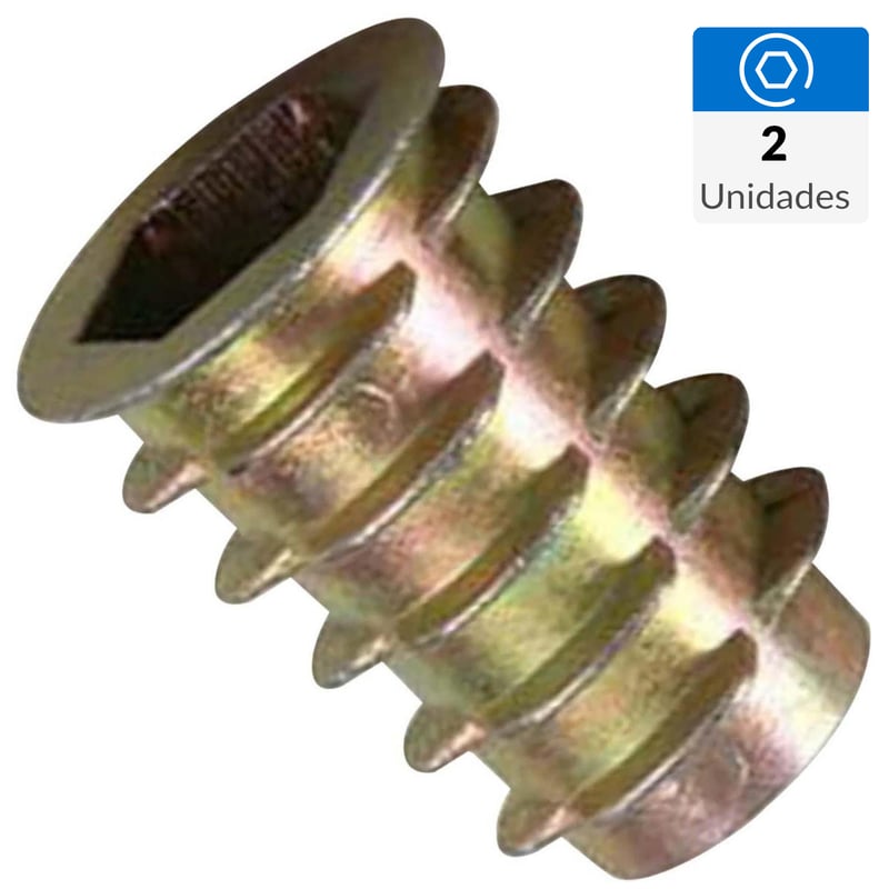 Inserto para madera M6 x 25 zincado amarillo 2unid | Sodimac - Falabella