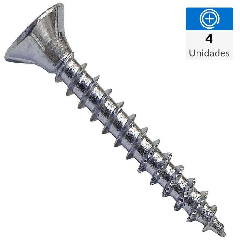 Tornillo Tirafondo Cabeza Plana Madera 42 mm 4.8 mm 4 Unidades ...