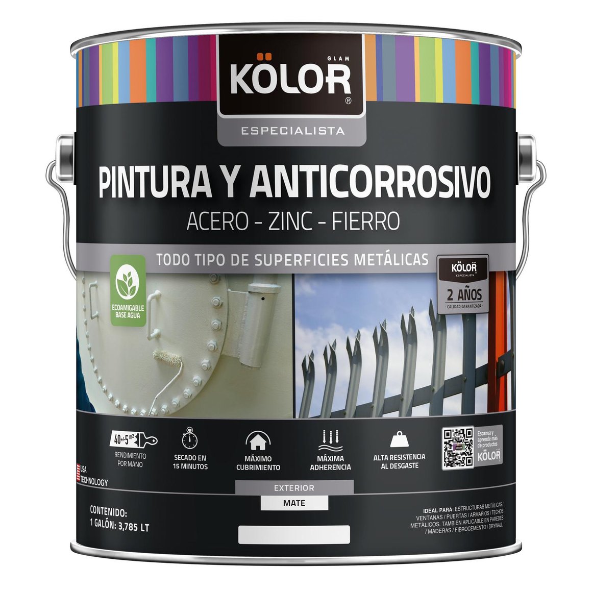 Pintura y anticorrosivo base agua mate gris grafiro 1 galón | Sodimac ...
