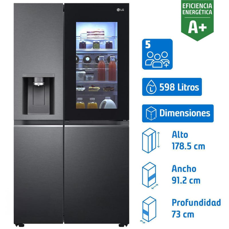 Refrigerador Side by Side No Frost 598 Litros Negro Matte Steel ...