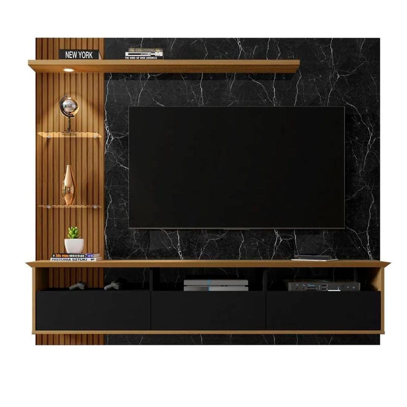 Panel rack tv 60 trend negro 161x180x33 cm | Sodimac - Falabella