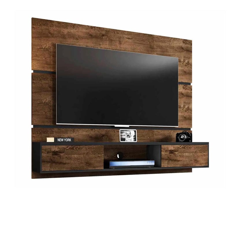 Panel rack tv 65" rústico negro 136x160x35 cm | Sodimac Chile