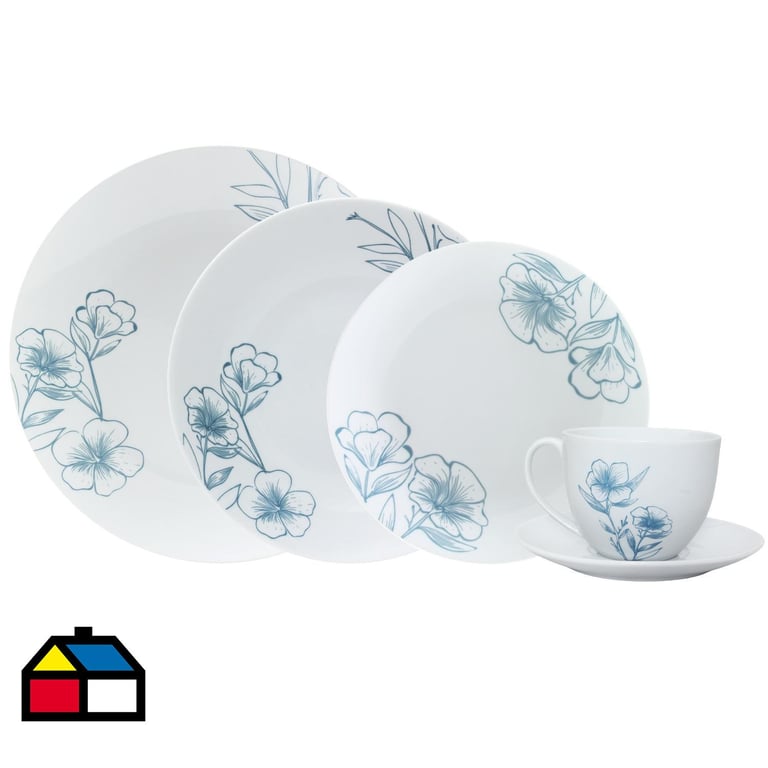 Juego de Loza 30 Piezas Porcelana Lourdes Blanco | Sodimac - Falabella