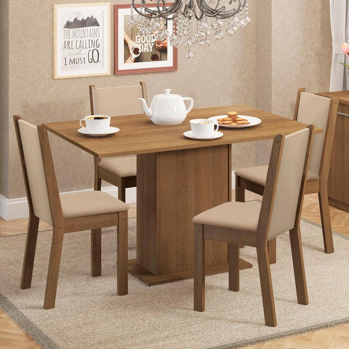 Comedor Celine Leone 4 Sillas Mesa Rectangular 68x78x104 cm Café ...