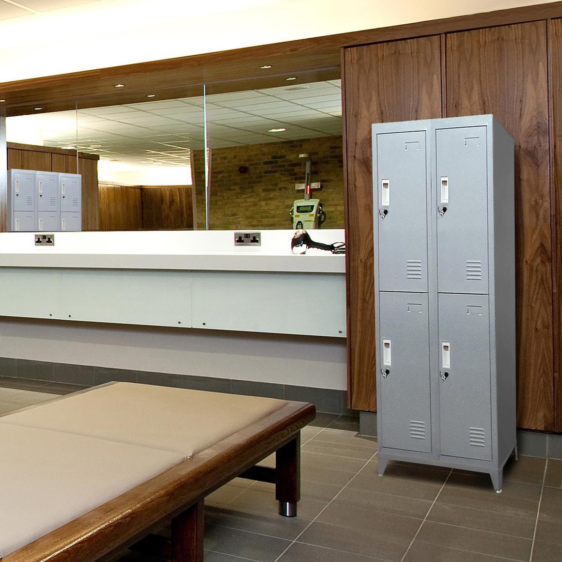 Locker Metálico 2 Cuerpos 4 Puerta(s) 56x166x48 cm Gris | Sodimac ...