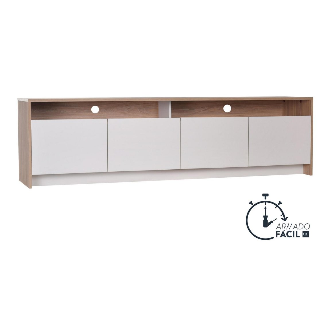 Rack bajo Colbun 2 puertas - 2 cajones olmo-blanco | Sodimac - Falabella