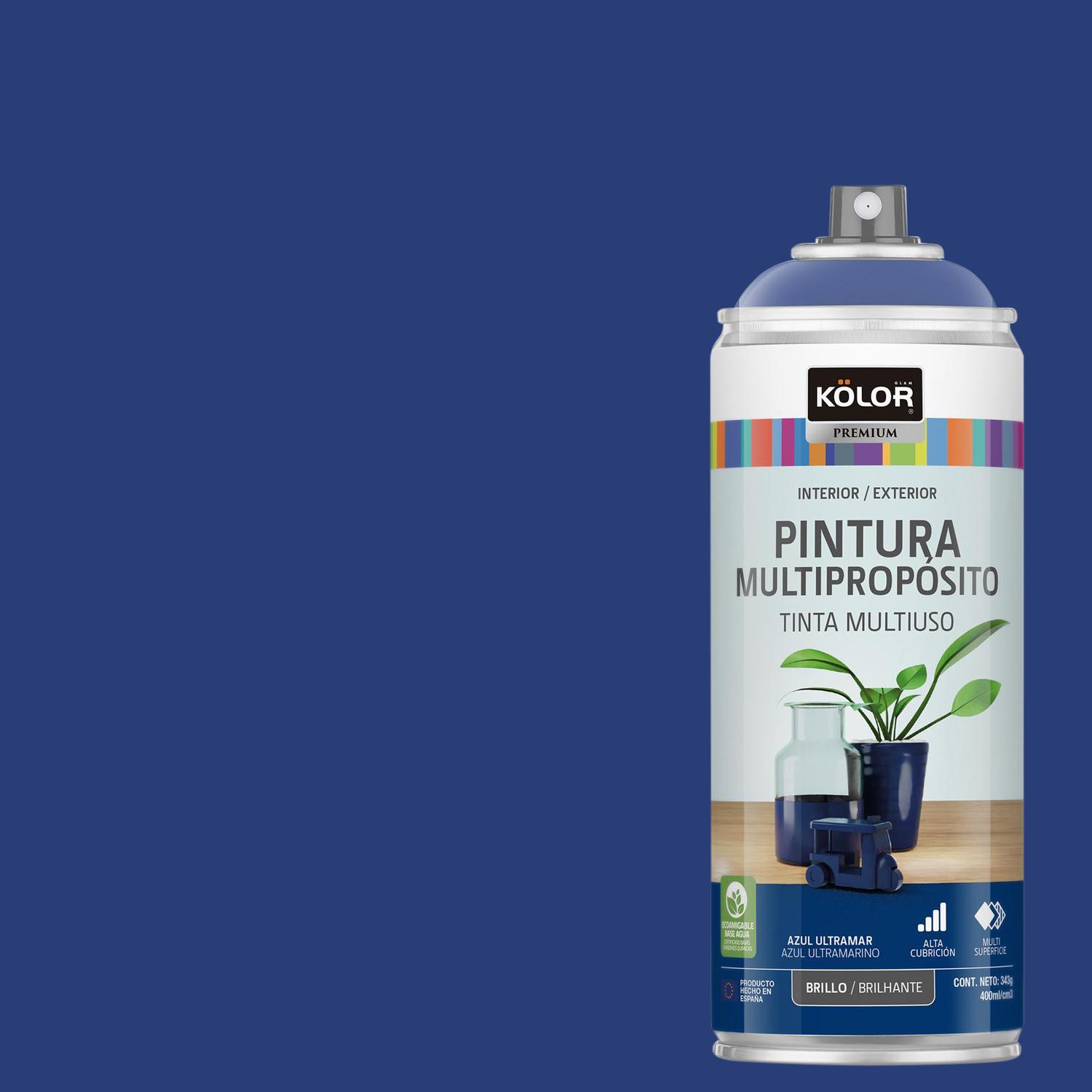 Pintura Esmalte Base Agua en Spray Azul Ultramar Brillante 400 ml ...