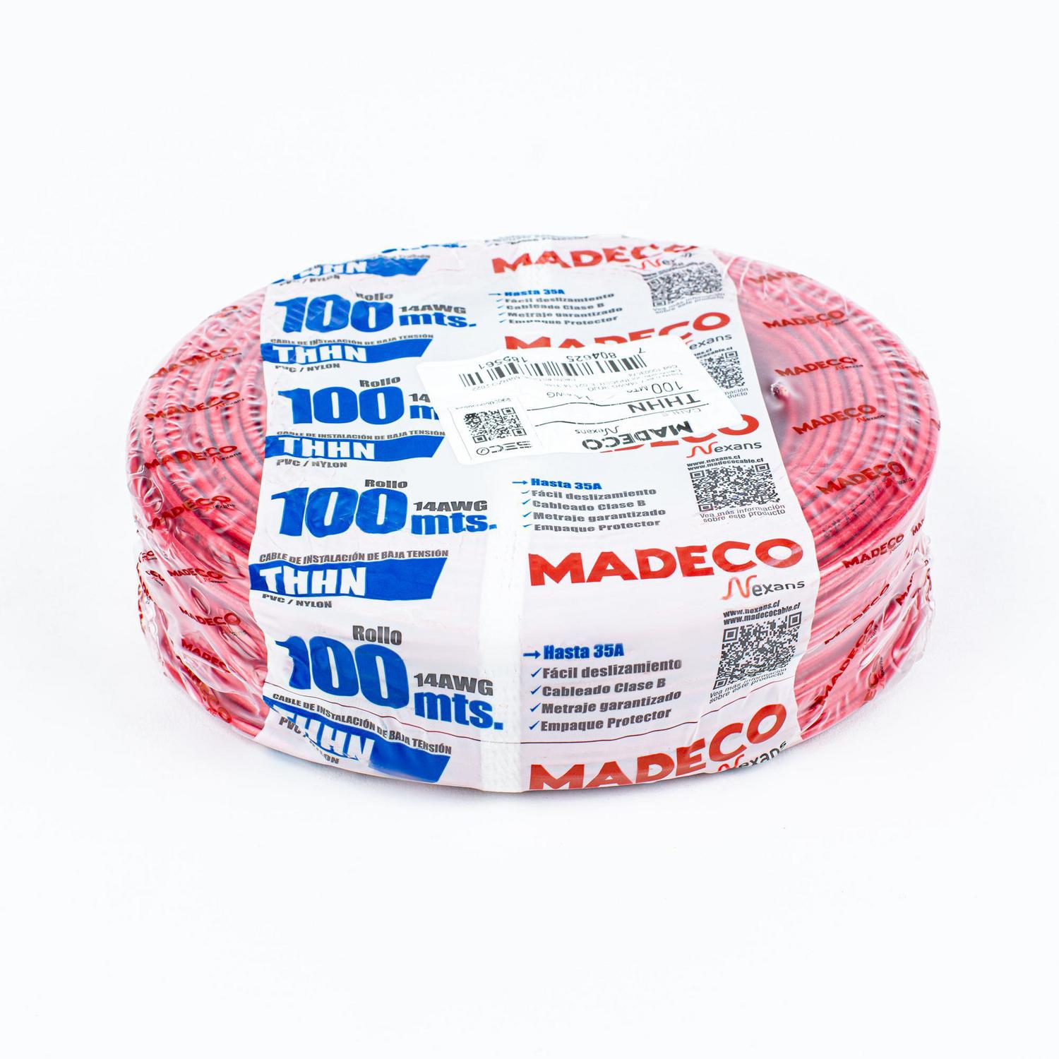 Cable eléctrico (Thhn) 14 Awg 100 m Rojo | Sodimac - Falabella