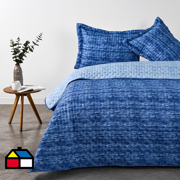 Cubrecama Quilt Dye Azul King Gris | Sodimac - Falabella