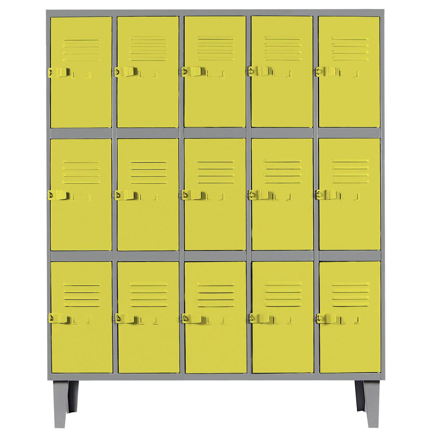 Locker Alta Resistencia 5 Cuerpos 15 Puerta(s) 137x170x45 cm Amarillo ...