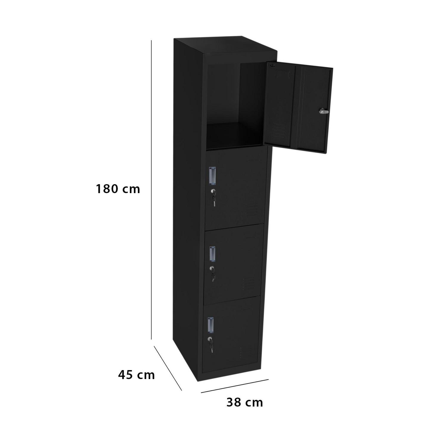 Locker de Oficina 1 Cuerpo 4 Puerta(s) 38x180x45 cm Negro Mate ...