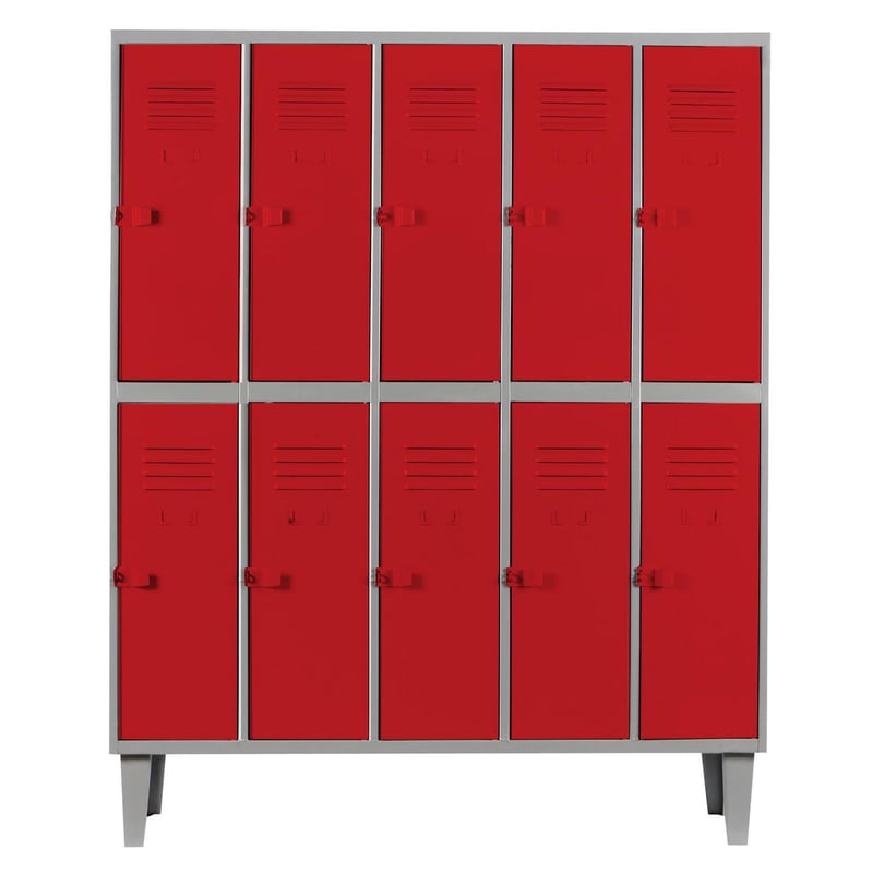 Locker Alta Resistencia 5 Cuerpos 10 Puerta(s) 110x170x45 cm Rojo ...