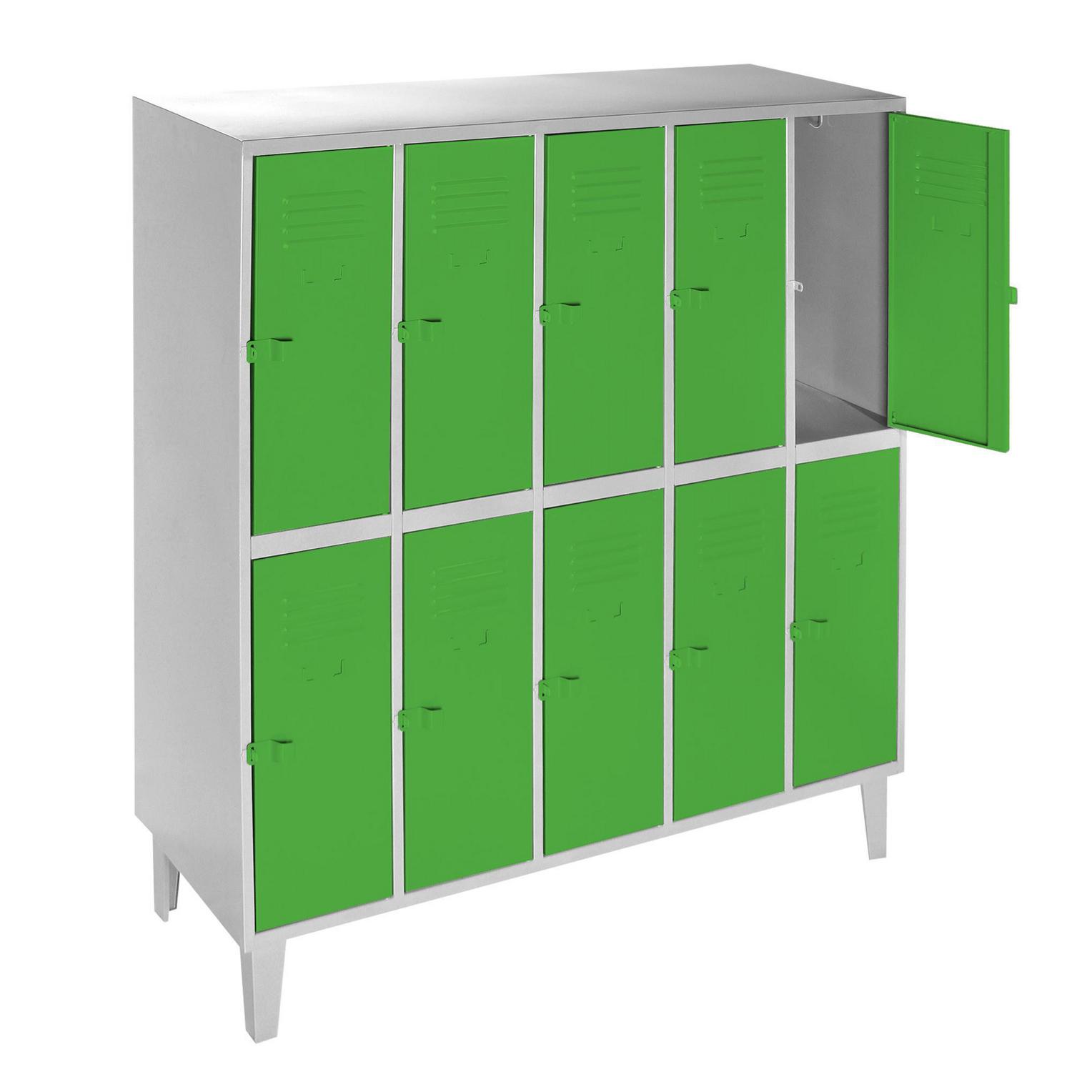 Locker Alta Resistencia 5 Cuerpos 10 Puerta(s) 137x170x45 cm Verde ...