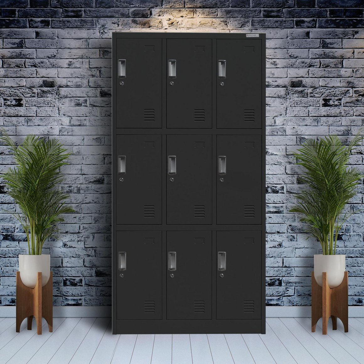 Locker de Oficina 3 Cuerpos 9 Puerta(s) 90x180x40 cm Negro Mate ...