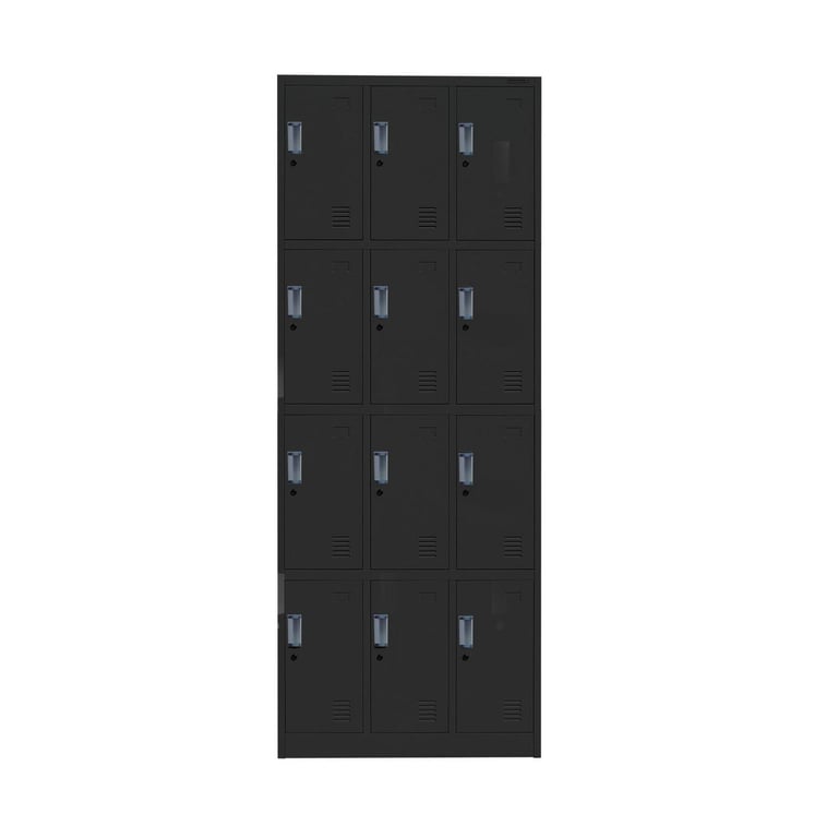 Locker de Oficina 3 Cuerpos 12 Puerta(s) 90x180x40 cm Negro Mate ...