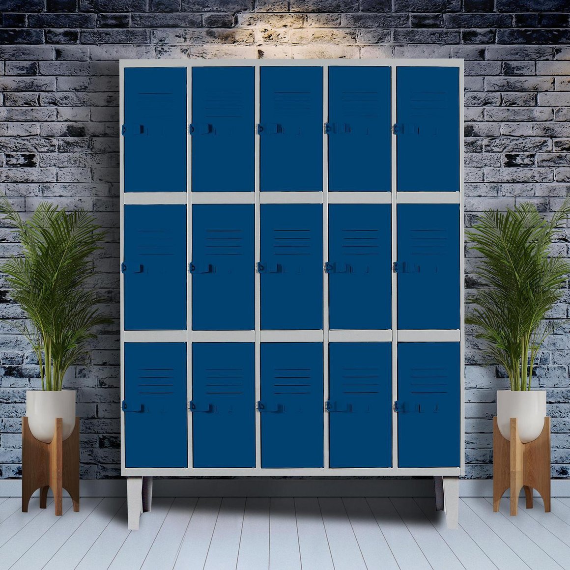 Locker Alta Resistencia 5 Cuerpos 15 Puerta(s) 137x170x45 cm Azul ...