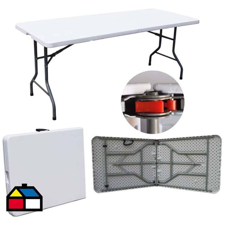 Mesa Plegable Tipo Maleta Rectangular 75x74x180 Blanco | Sodimac ...