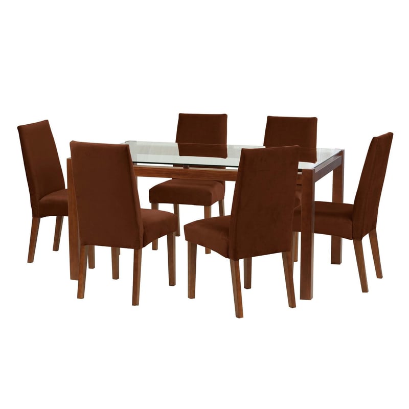 Comedor Barcel 6 Sillas Mesa Rectangular 100x80x160 cm Café | Sodimac ...