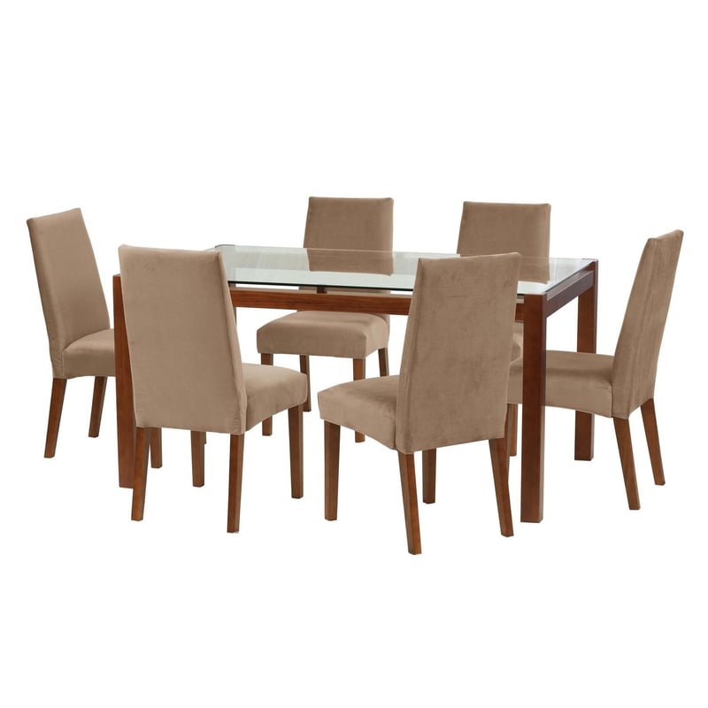 Comedor Barcel 6 Sillas Mesa Rectangular 100x80x160 cm Café | Sodimac ...