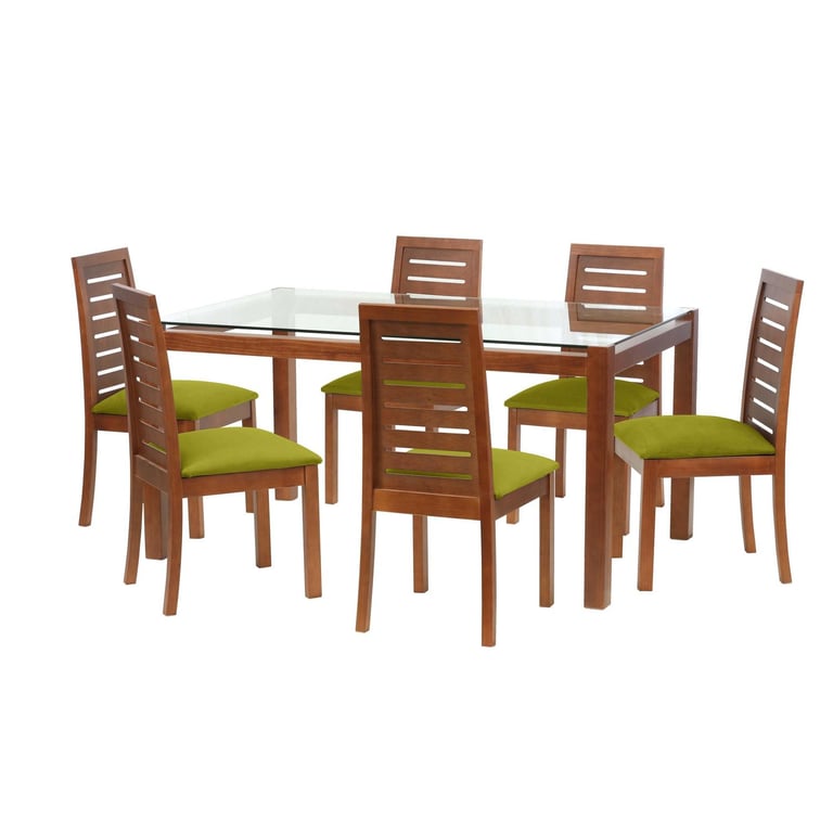 Comedor Barcel 6 Sillas Mesa Rectangular 100x80x160 cm Café | Sodimac ...