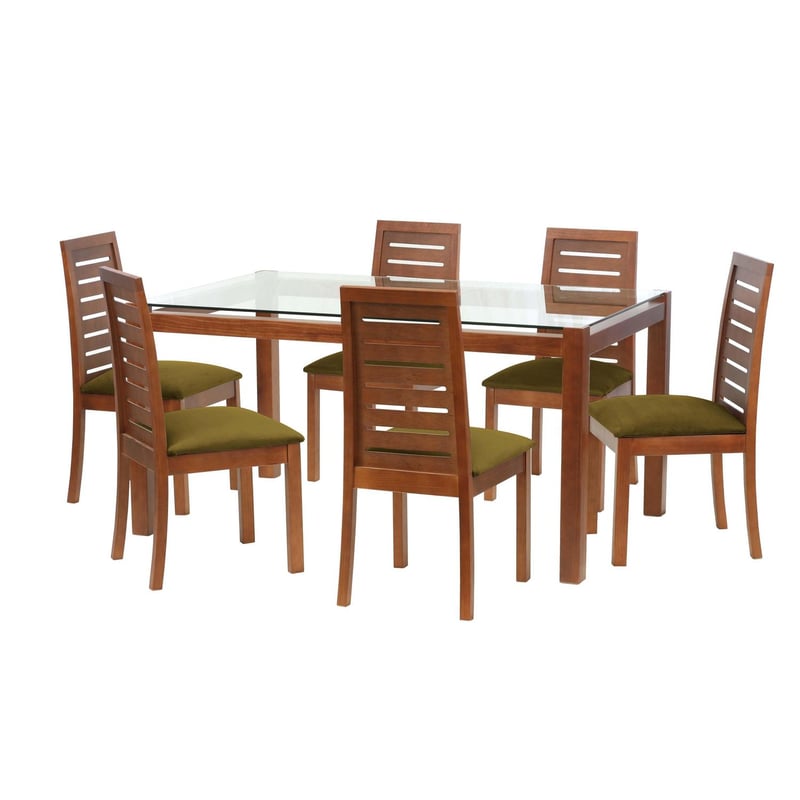 Comedor Barcel 6 Sillas Mesa Rectangular 100x80x160 cm Café | Sodimac ...