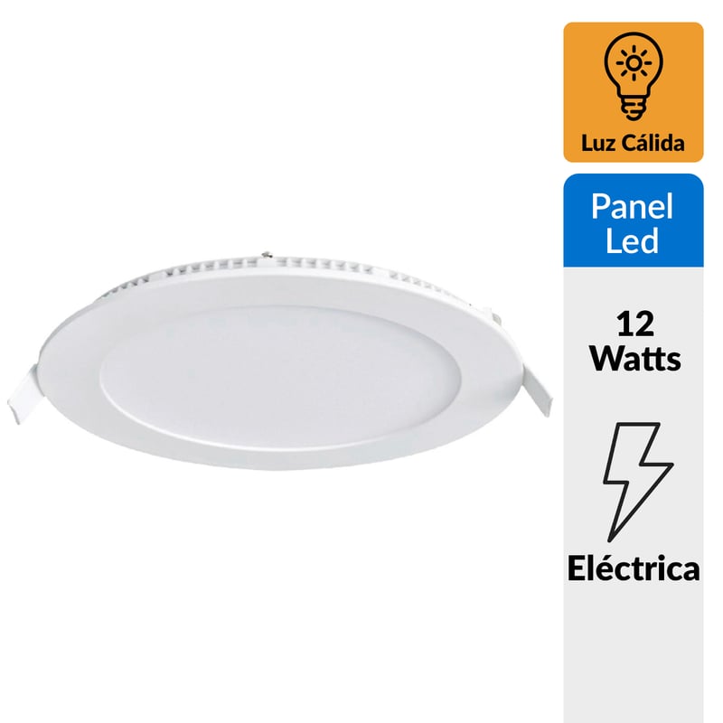 Panel led circular potencia 12W Luz Cálida empotrado color blanco ...
