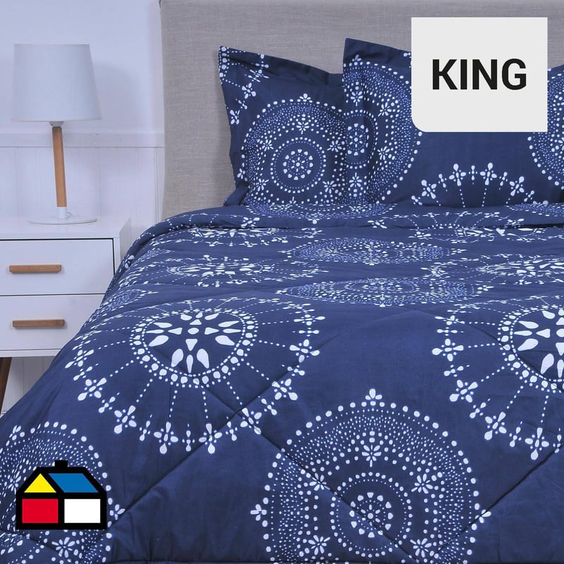 Plumón estampado liso king azul marte | Sodimac - Falabella