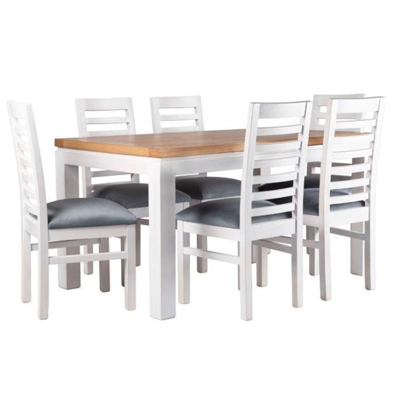 Comedor 6 Sillas Mesa Rectangular 90x80x150 cm Blanco/Miel | Sodimac ...