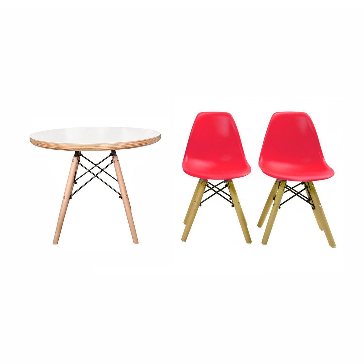 Set De Mesa Blanca Y Dos Sillas Rojas Eames | Sodimac - Falabella
