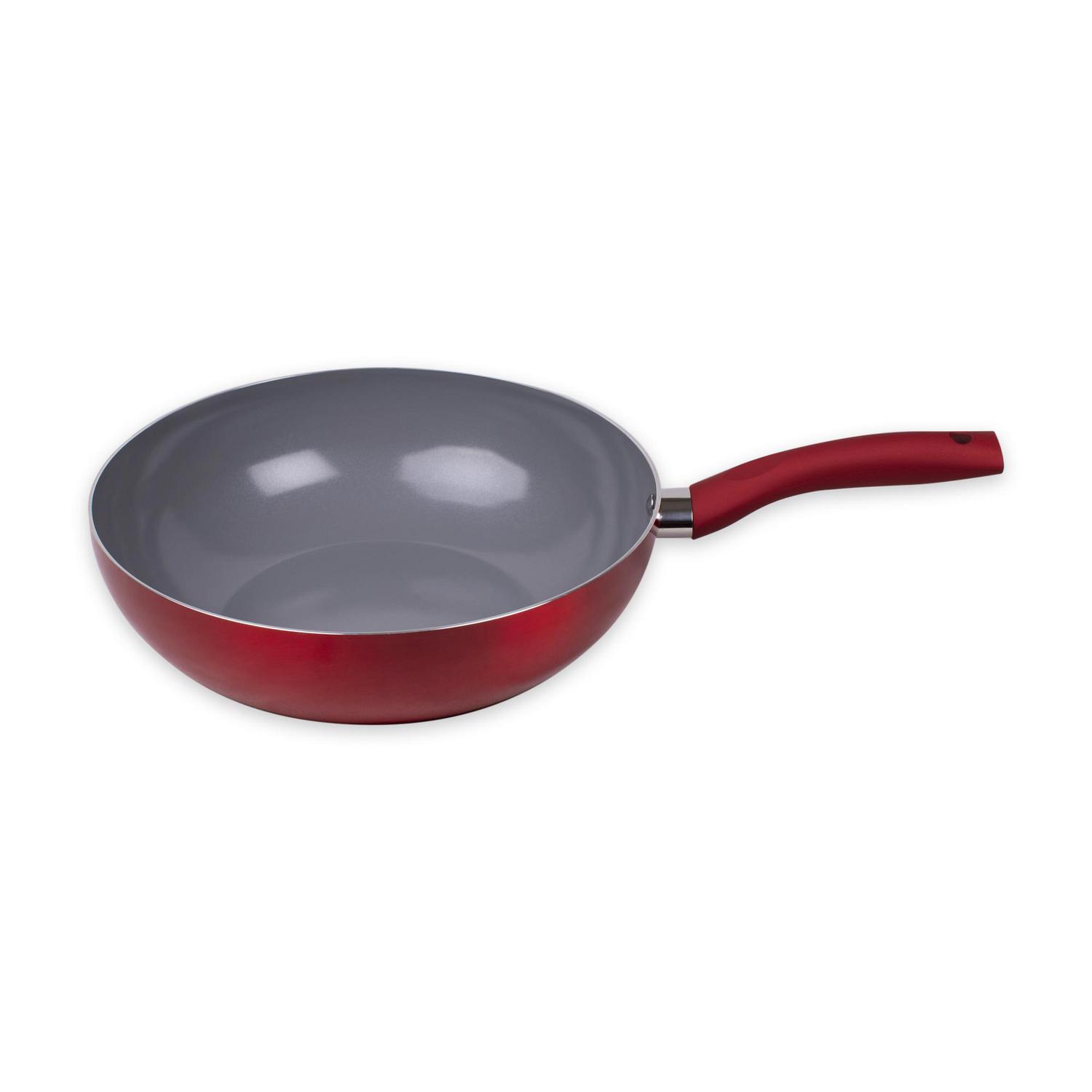 Wok con Tapa y Fondo Titanio 26 cm Aluminio Rojo | Sodimac - Falabella