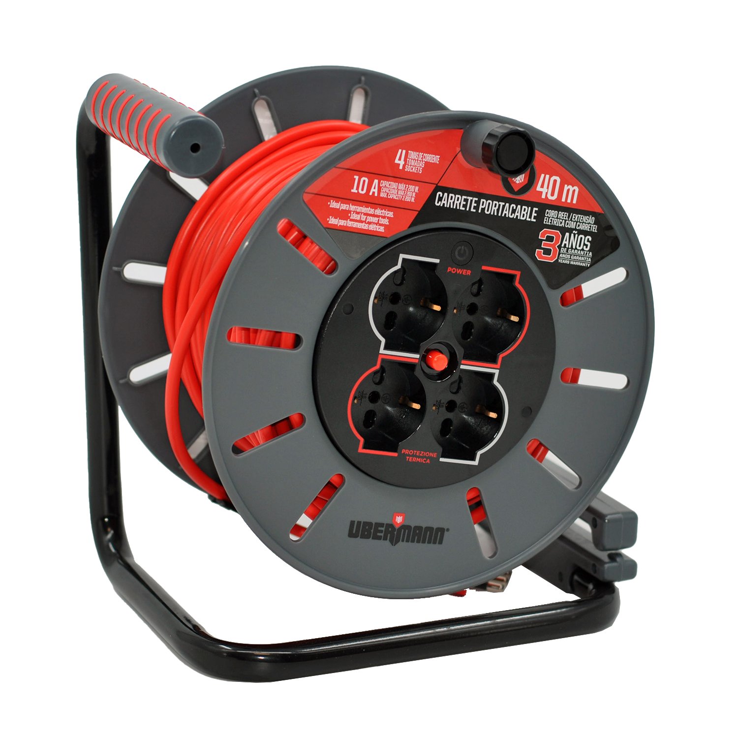 Carrete Alargador 1 Toma(s) 40 m Negro | Sodimac - Falabella