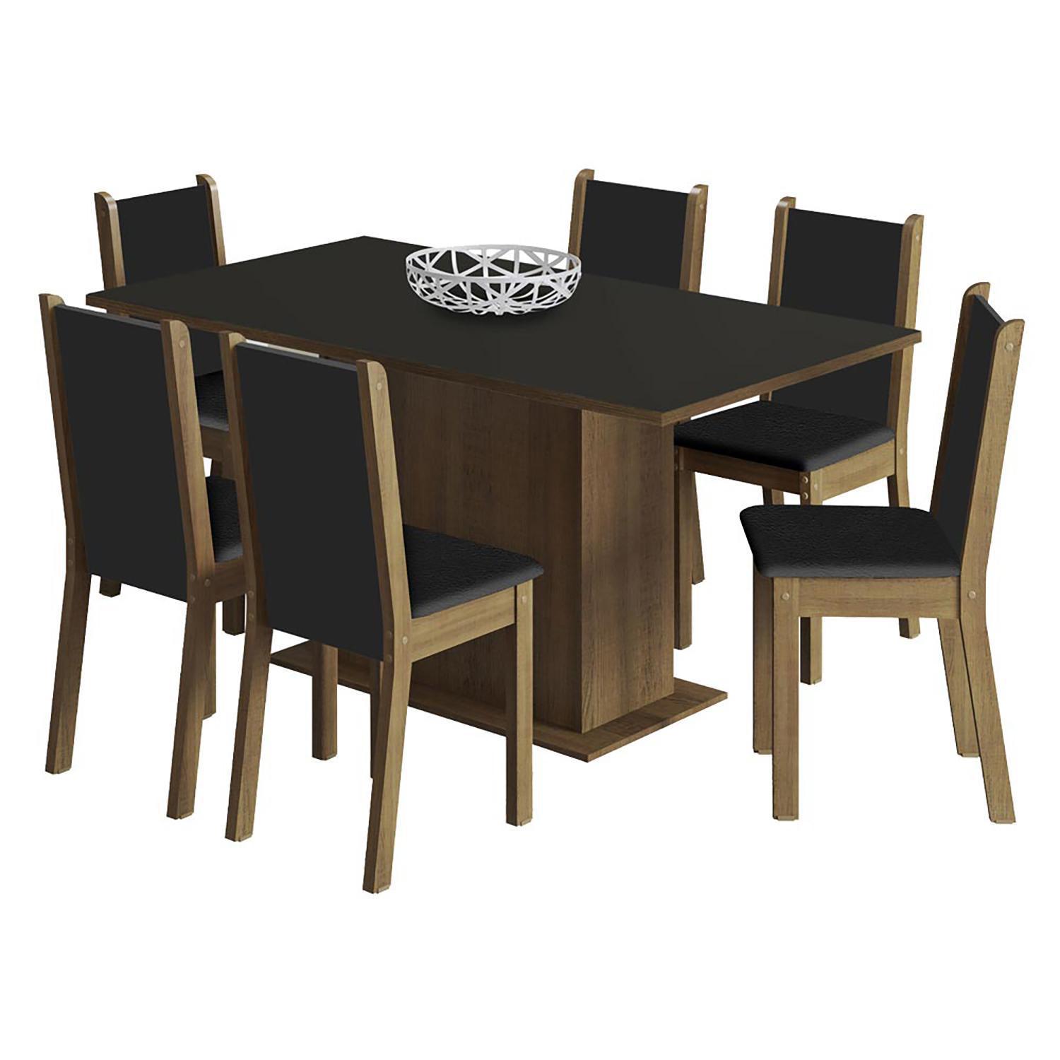 Comedor 6 Sillas Mesa Rectangular 90x79x160 cm Café | Sodimac - Falabella