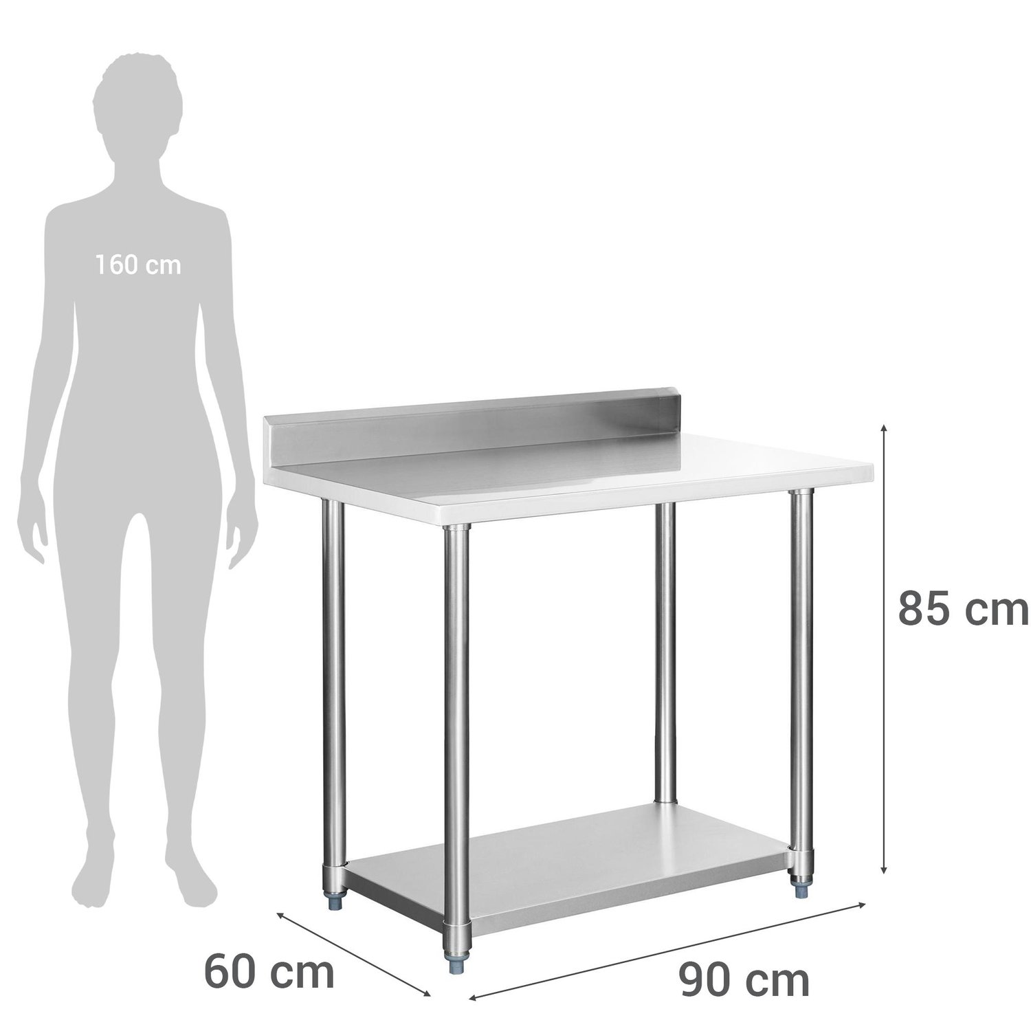 Meson de trabajo Mural con repisa inferior Eco 60x90 cm de Acero ...